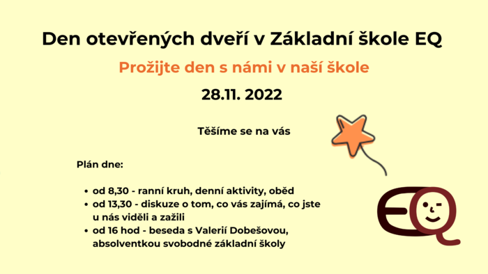 Den otevřených dveří - prožijte s námi den v naší škole - 28.11.2022 :: sebeřízená inovativní ...